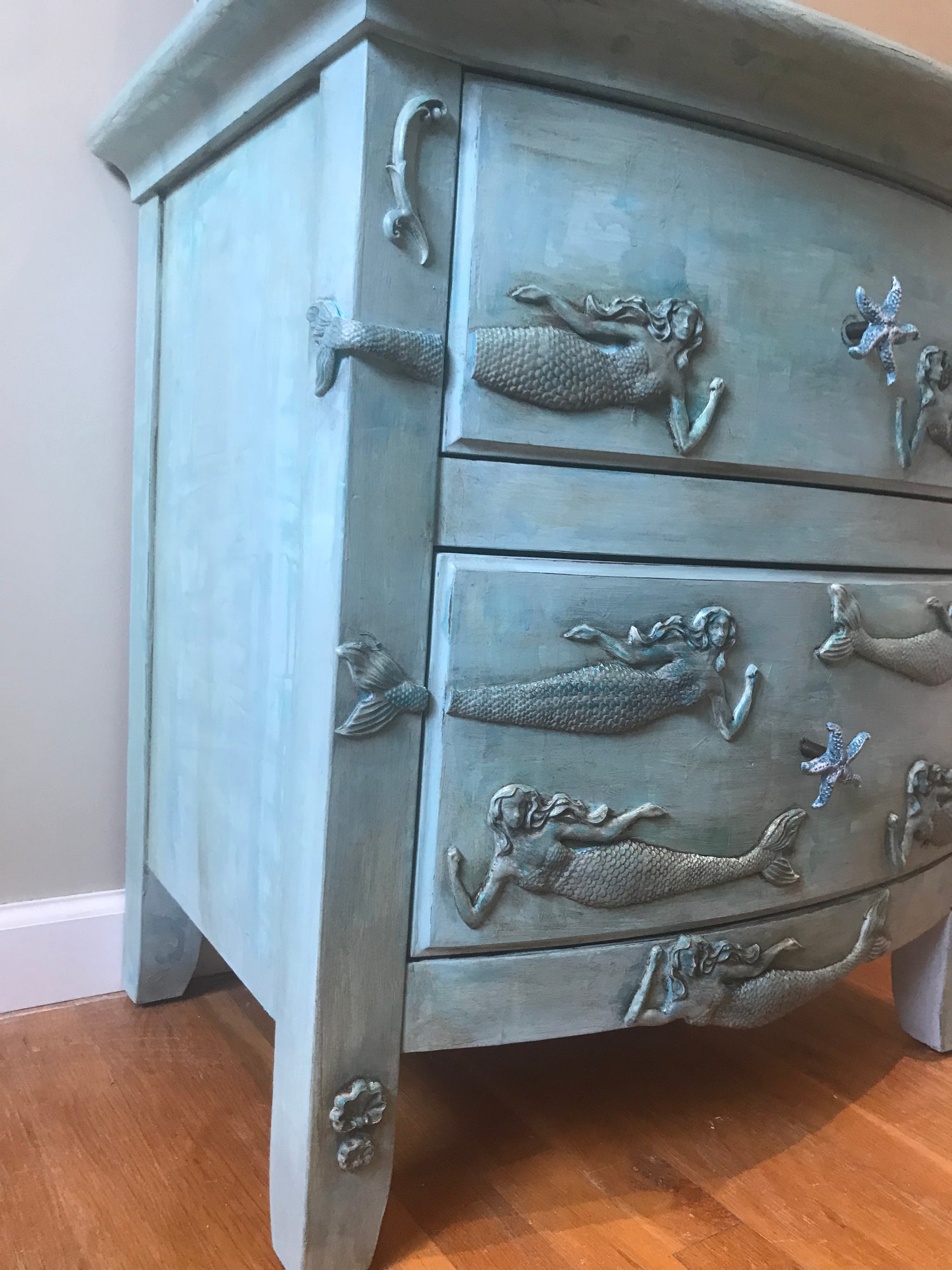 Whimsical Mermaid Side Table - Blue - Boho chic - furniture - hand pai ...