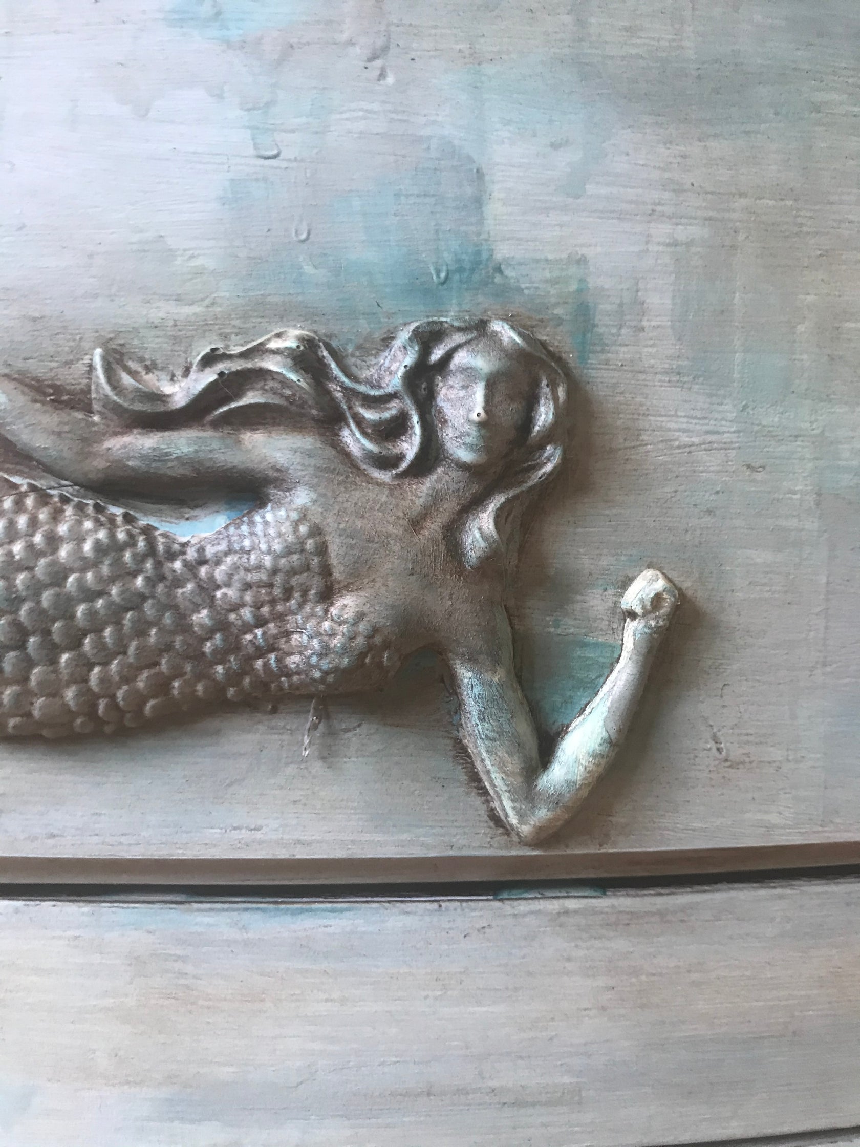 Whimsical Mermaid Side Table - Blue - Boho chic - furniture - hand pai ...