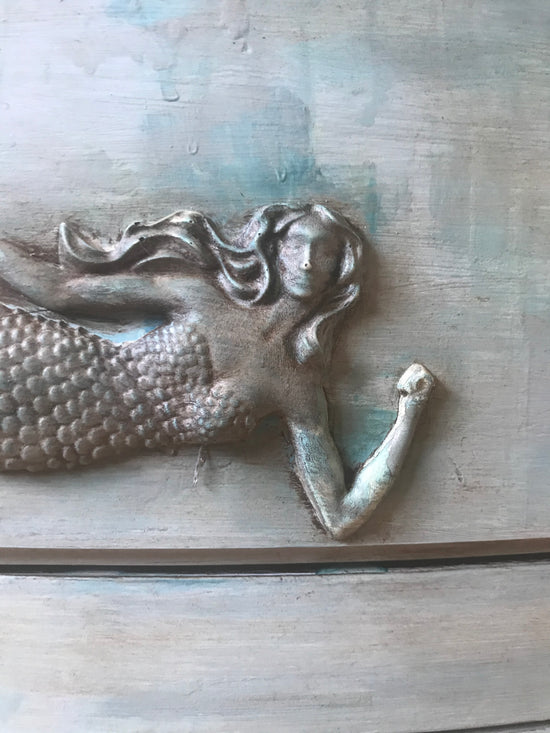 Whimsical Mermaid Side Table - Blue - Boho chic - furniture - hand pai ...