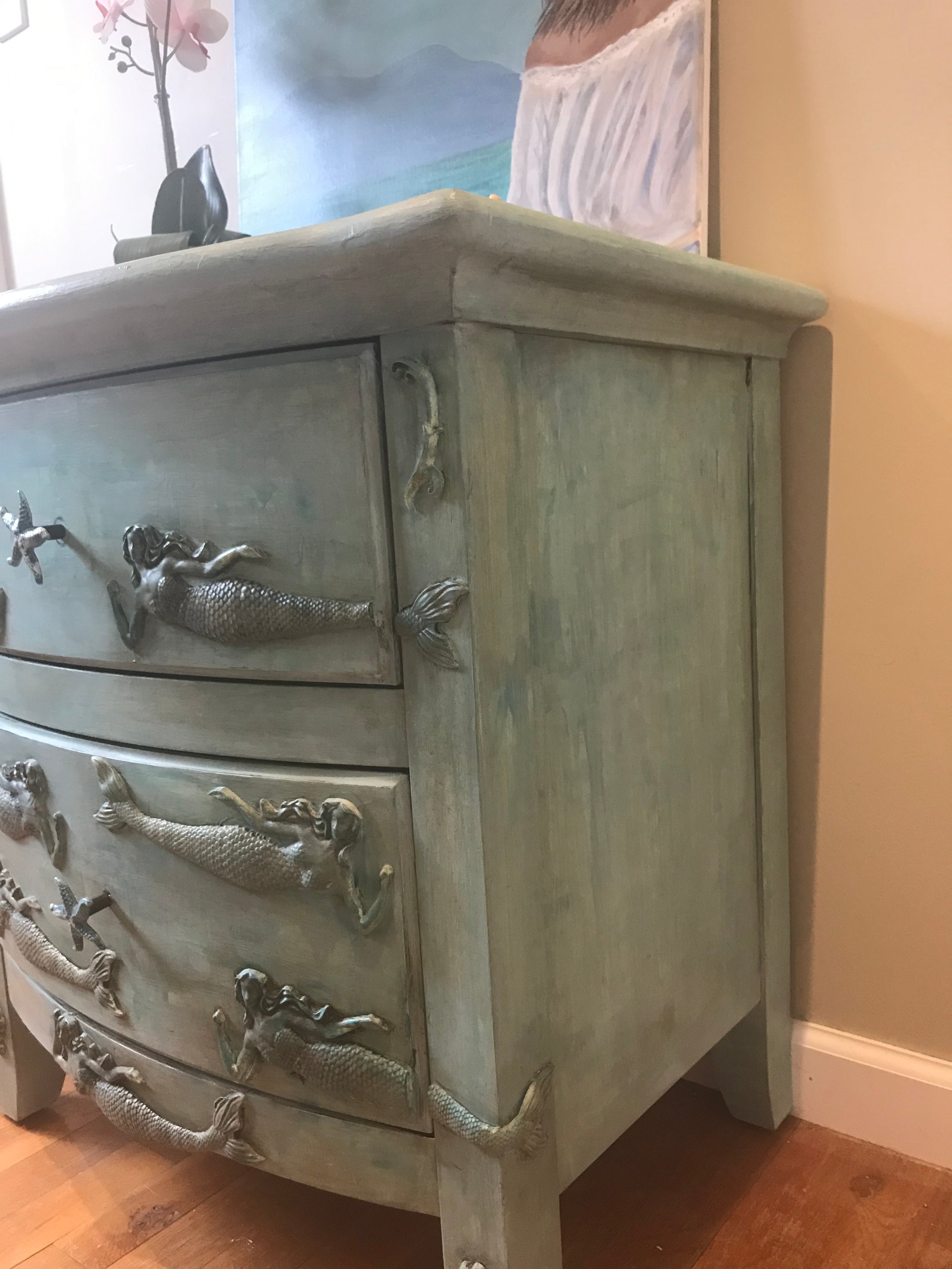 Whimsical Mermaid Side Table - Blue - Boho chic - furniture - hand pai ...